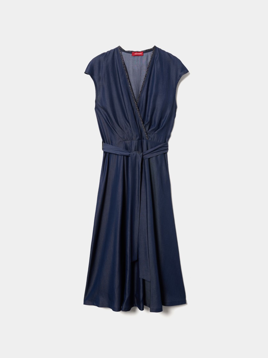 Denim wrap midi dress - LP005939_580 - LION OF PORCHES
