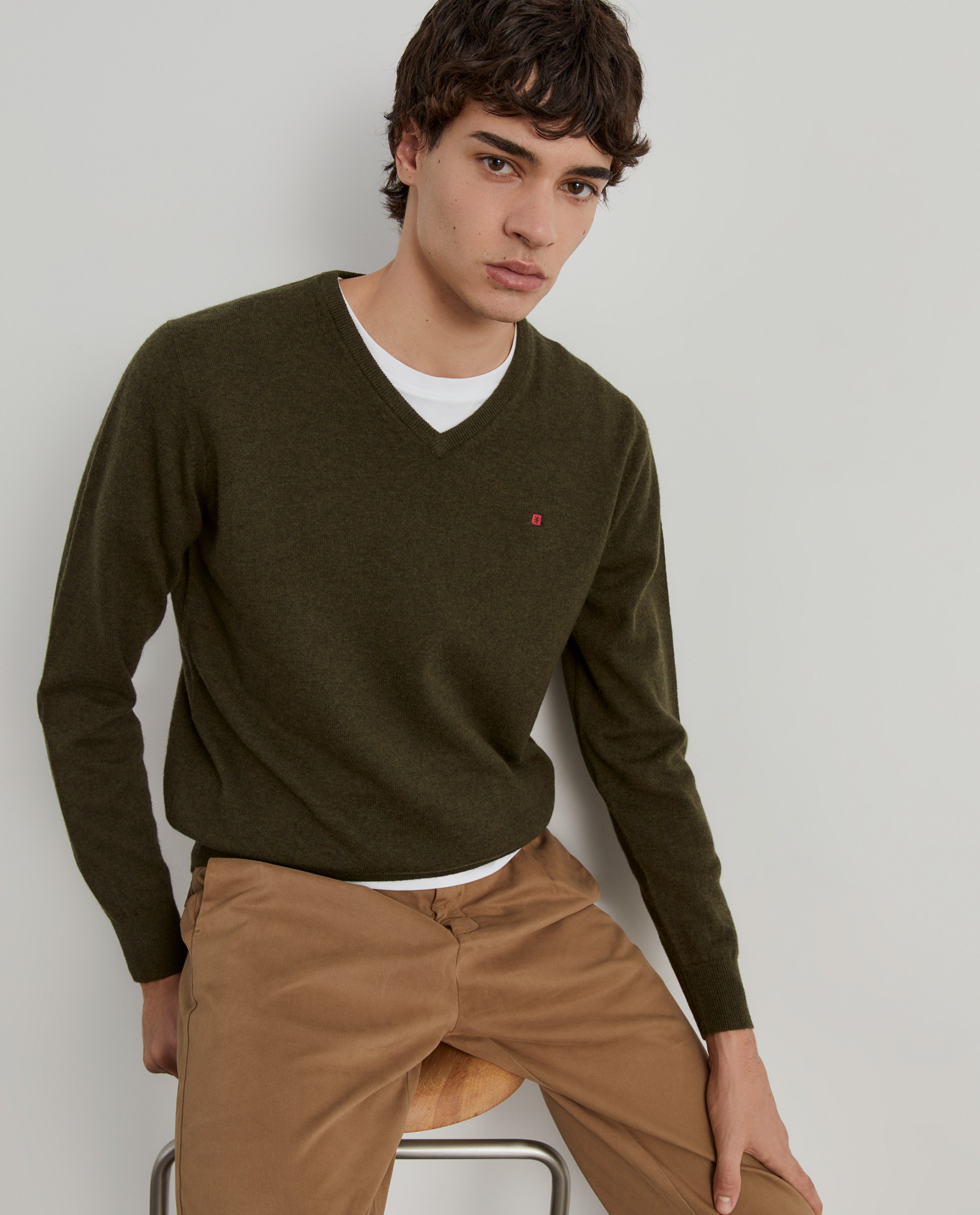 Pullover de lã decote em bico - LP003322_700 - LION OF PORCHES