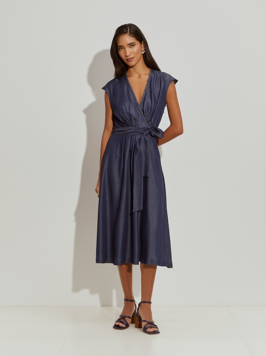Denim wrap midi dress - LP005939_580 - LION OF PORCHES