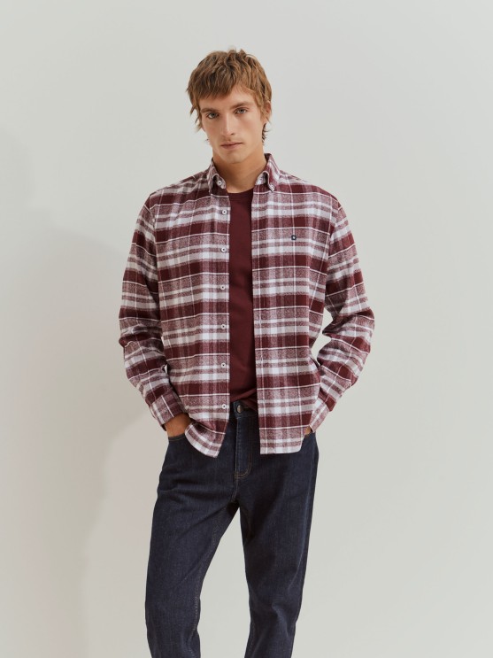 Regular fit plaid flannel shirt - LP006342_390 - LION OF PORCHES